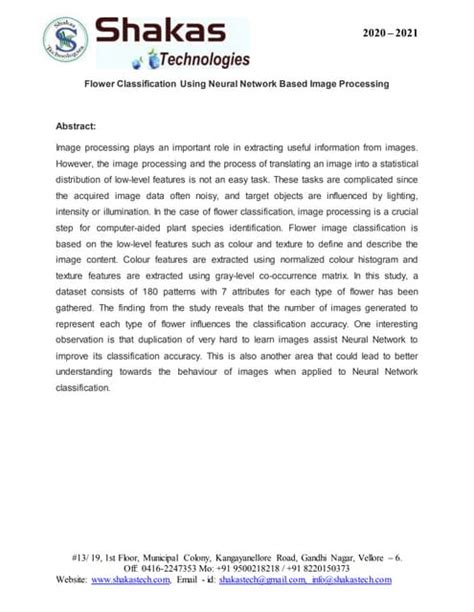 Flower Classification Using Neural Network Based Image Processing Pdf