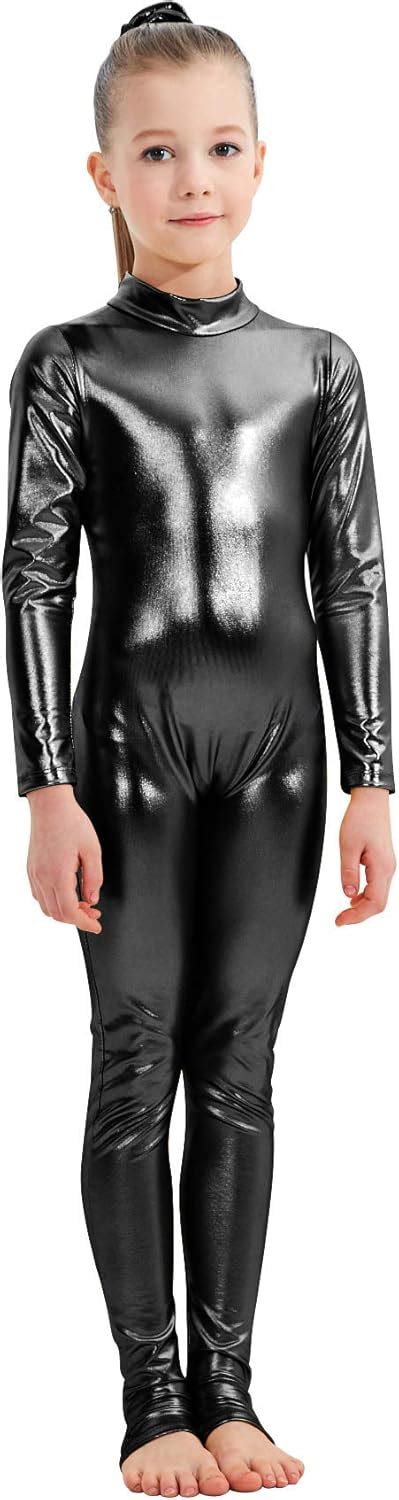 Girls Shiny Metallic Long Sleeve Unitard Wet Look Australia Ubuy