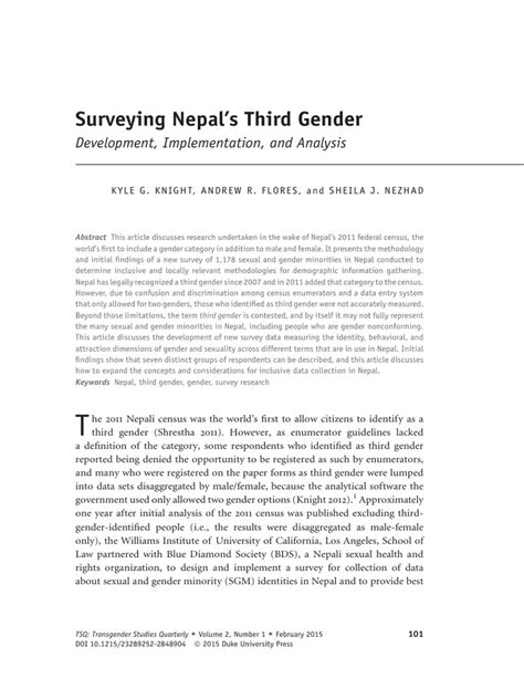 Surveying Nepals Third Gender Tsq Pdf Survey Methodology Gender