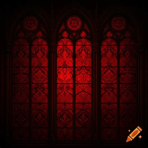 Gothic Stained Glass Window With Red And Black Patterns On Craiyon