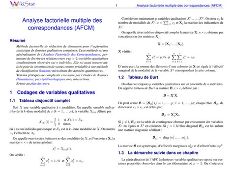 Analyse Factorielle Multiple Des Correspondances Afcm