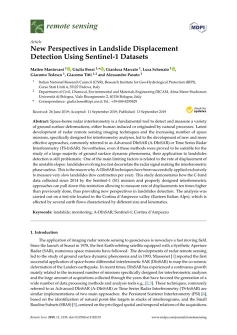 Pdf New Perspectives In Landslide Displacement Detection Using