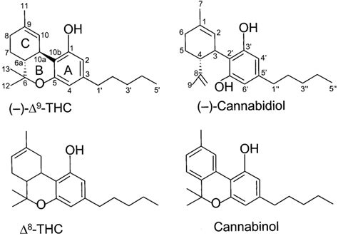 The Structures Of Four Constituents Of Cannabis 9 Thc 8 Thc