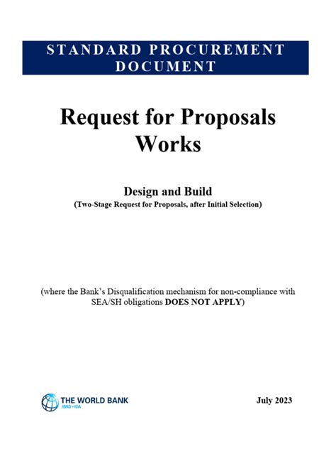 Design And Build Standard Procurement Document Two Stage Without
