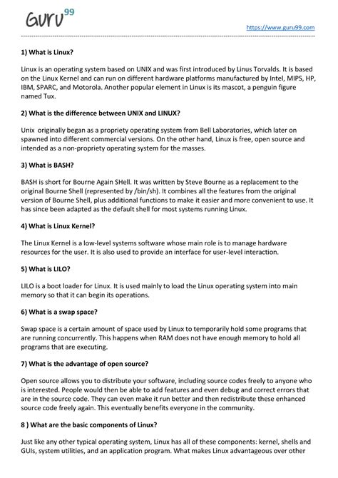Linux Interview Questions Answers What Is Linux Linux Is An