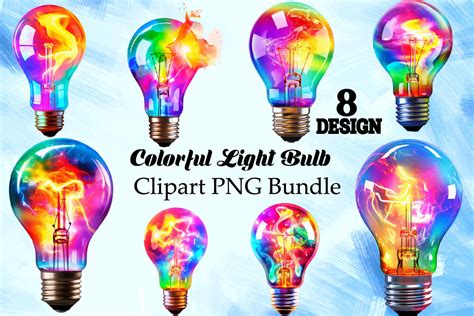 Colorful Light Bulb Clipart Bundle Graphic By Vintage · Creative Fabrica