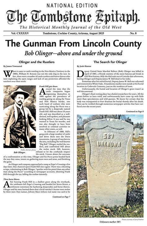 Bob Olinger A Legendary Name In New Tombstone Epitaph Facebook