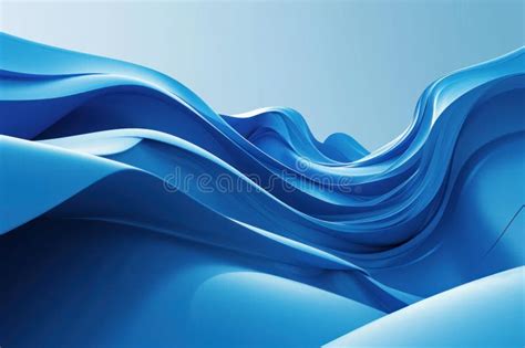 Digital Graphic Of Smooth Flowing Blue Waves Creating A Serene Abstract Background Stock