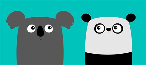 귀여운 코알라 팬더 곰 세트 가와이이 만화 캐릭터 재미있는 머리 얼굴 해피 발렌타인 데이 아기 인사말 카드 템플릿 노트북 커버