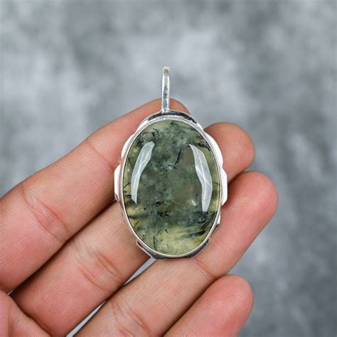 Prehnite Pendant 925 Sterling Silver Pendant Prehnite Gemstone Pendant