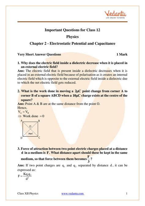Solution Cbse Class 12 Physics Chapter 2 Electrostatic Potential And