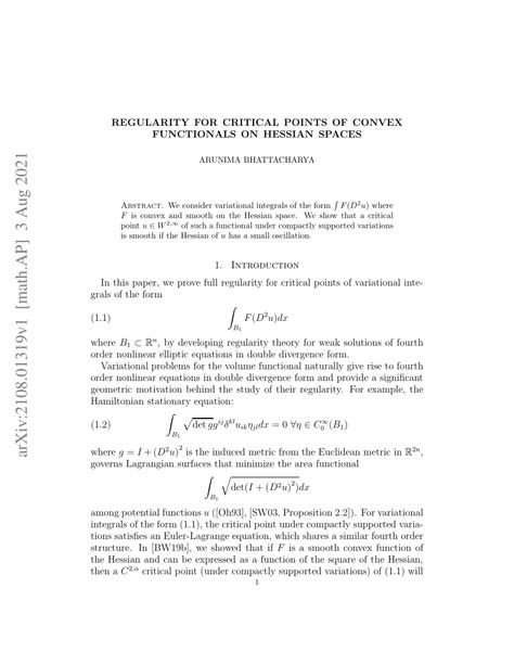 Pdf Regularity For Critical Points Of Convex Functionals On Hessian Spaces