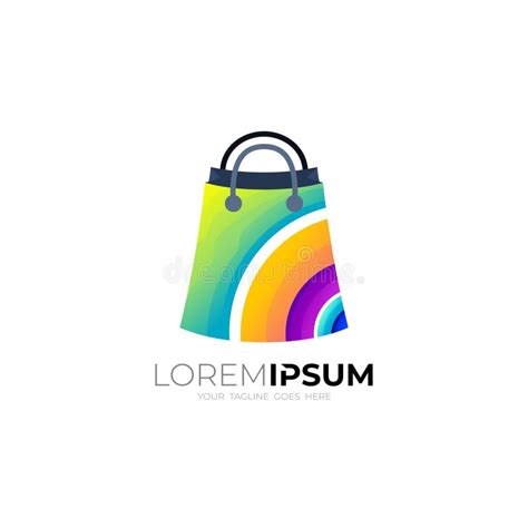 Simple Shopping Bag Logo And 3d Colorful Design Stock Vector