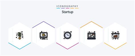 Startup 25 Filledline Icon Pack Including Chart Html Clock Programming Coding 49163220 Vector