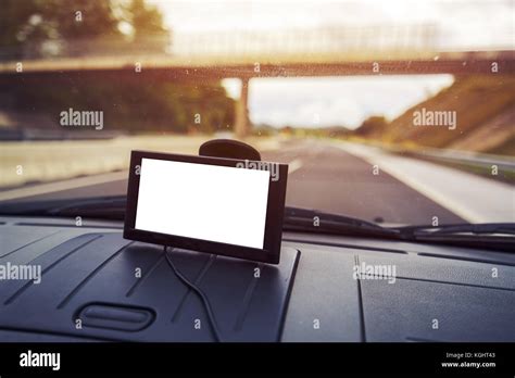 GPS Global Positioning System Car Navigation With Blank Screen As Copy Space For Mock Up