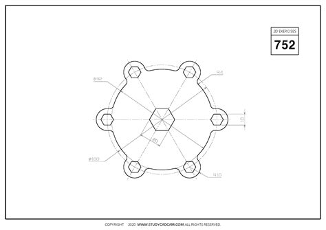 2d Cad Exercises 752 Studycadcam Autocad Drawing Model Drawing