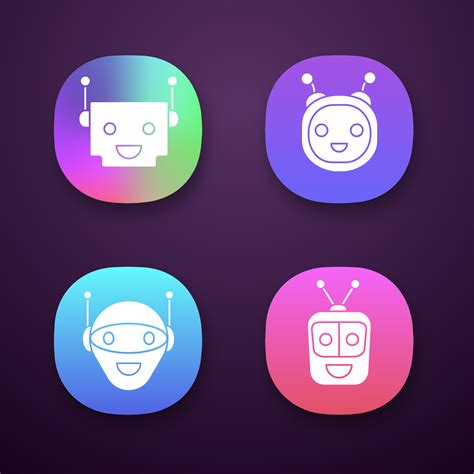 chatbots app icons set ui ux user interface talkbots laughing