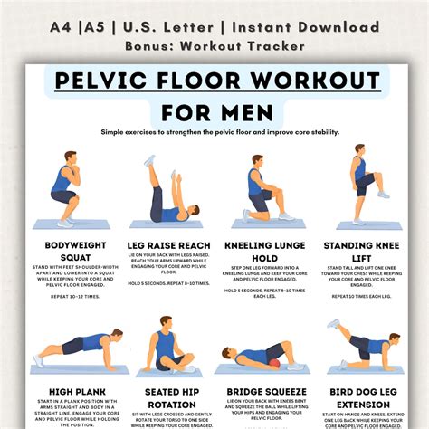 Pelvic Floor Exercises For Men Printable Kegel Workout Chart 12