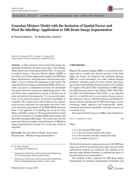 Pdf Gaussian Mixture Model With The Inclusion Of Spatial Factor And