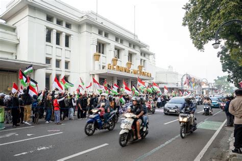 Palestine Solidarity Action At Gedung Merdeka Bandung City West Java Indonesia Editorial