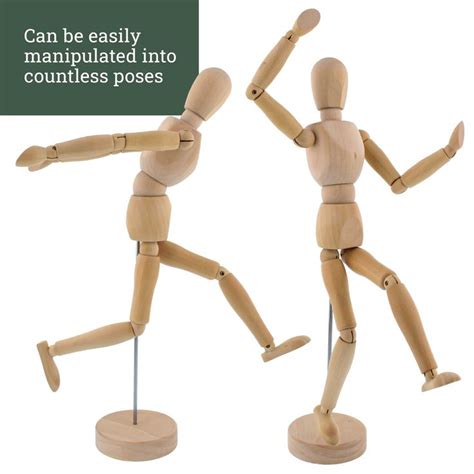 Wood 12 Artist Drawing Manikin Articulated Mannequin W Base
