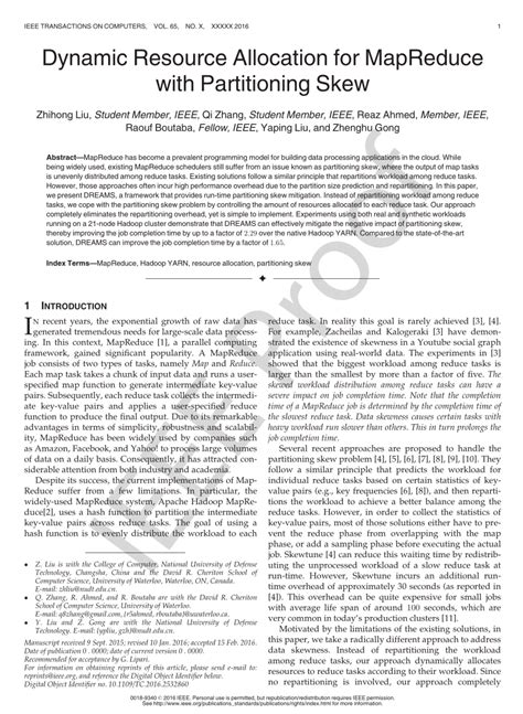 Pdf Dynamic Resource Allocation For Mapreduce With Partitioning Skew