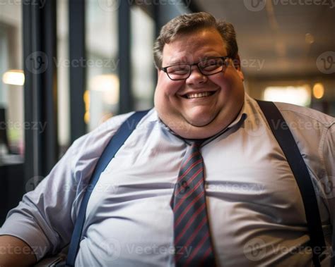A Fat Man Wearing Glasses And A Tie Smiles For The Camera Generative Ai