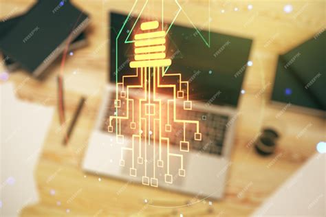 Premium Photo Creative Light Bulb Illustration With Microcircuit On Modern Computer Background