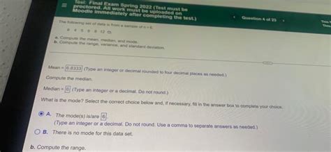 solved compute the median median 6 type an integer or a