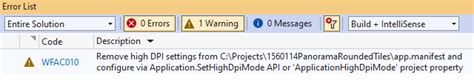 How To Deal With WFAC Warning Remove High DPI Settings From App Manifest File And Configure