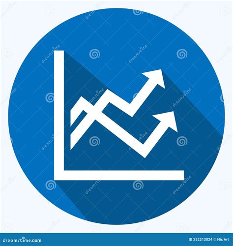 Multiple Line Graph Icon In Trendy Long Shadow Style Isolated On Soft Blue Background Stock