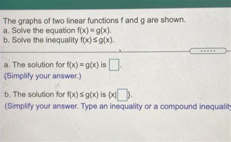 solved the graphs of two linear functions f and g are shown