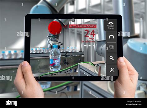 Engineer Hand Using Tablet Automation Robot Arm Machine In Smart Factory With Tablet Real Time