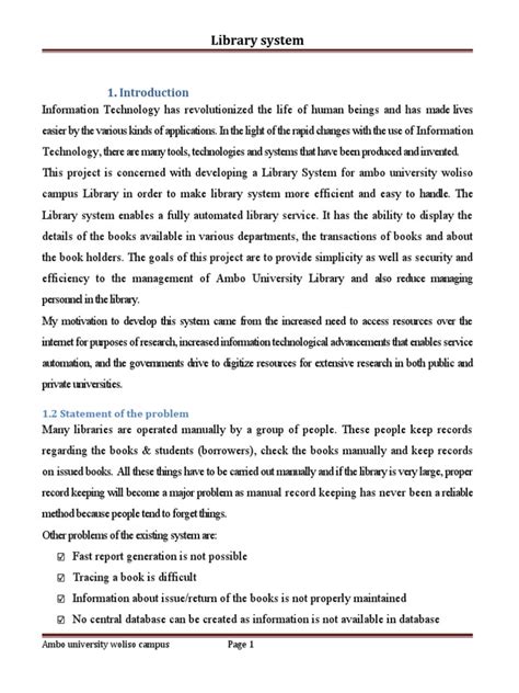 Project Proposal For A Library System Pdf Libraries