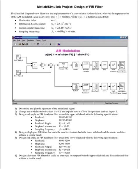 Matlablsimulink Project Design Of Fir Filter The Chegg