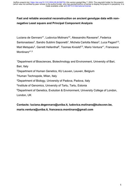 Pdf Fast And Reliable Ancestral Reconstruction On Ancient Genotype Data With Non Negative