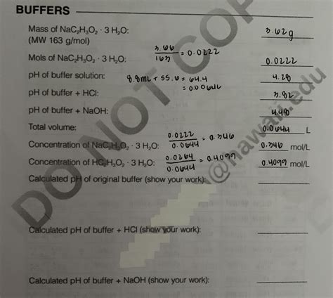 Calculate The PH Of The Original Buffer Showing Chegg
