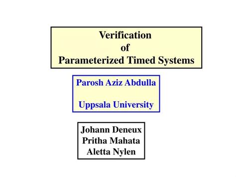 Ppt Verification Of Parameterized Timed Systems Powerpoint