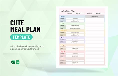 Free Editable Meal Plan Templates In Excel To Download