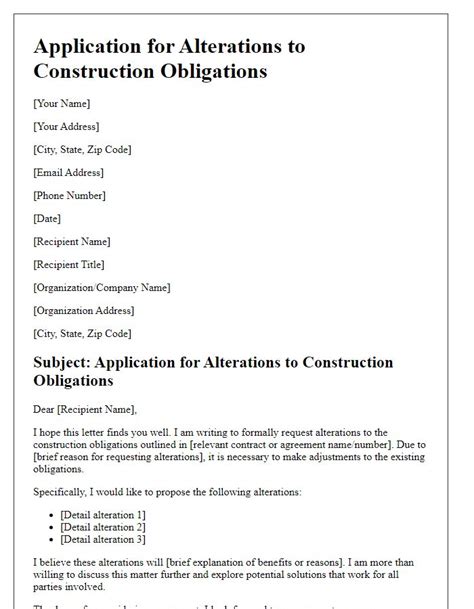 Letter Template For Construction Contract Modification Request Free Samples In Pdf Letterin