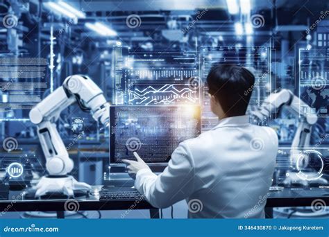 Technicians Performing Maintenance And Programming Tasks In High Tech