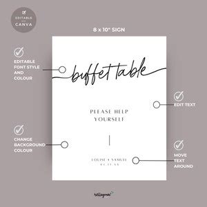 Buffet Sign Template Minimalist Wedding Food Template Printable