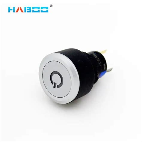 22mm Flat Power Symbol Push Button Switch With LED Light