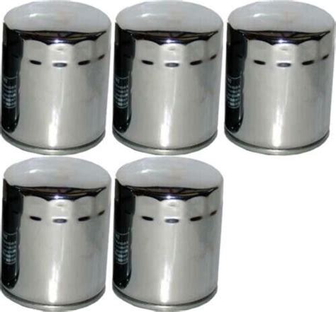 Set of 5 HiFlo Oil Filters Hf171C-Chrome For Harley Davidson Twin Cam ...