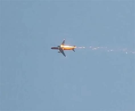 Horror Moment Plane Engine Explodes Minutes After Takeoff Leaving Aircraft Trailing Fire Before