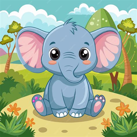 Premium Vector Cute Elephant Sitting Cartoon Vector Icon Illustration