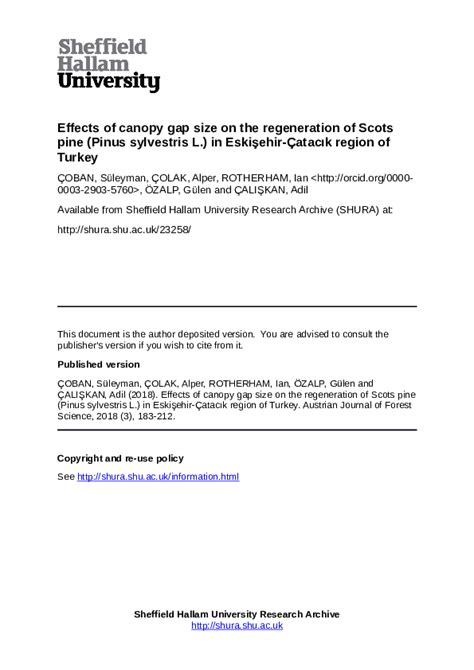 Pdf Effects Of Canopy Gap Size On The Regeneration Of Scots Pine Pinus Sylvestris L In