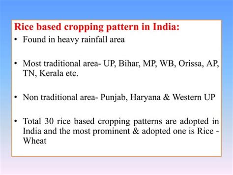 Rice Based Cropping System Pptx Agriculture Industries