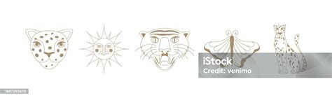 간단한 선형 스타일의 벡터 일러스트 레이 션 호랑이 문신 스타일 로고 디자인 템플릿 및 포스터 인쇄물 소셜 미디어 게시물에 대한