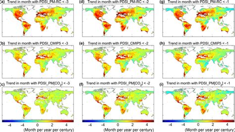 global spatial pattern of drought trends a c spatial distribution of